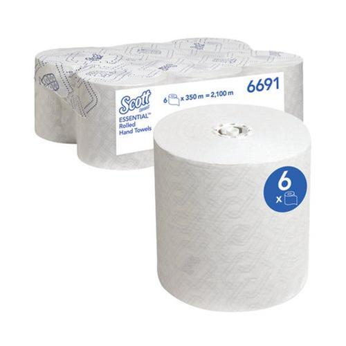 Scott Essential Rolled Paper Hand Towels 1ply White 350M PK6 | Workline